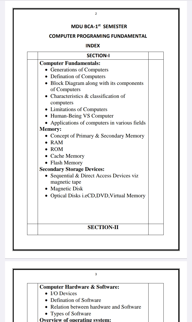 Computer Fundamental Notes PDF: BCA 1st Semester – Complete Printable ...