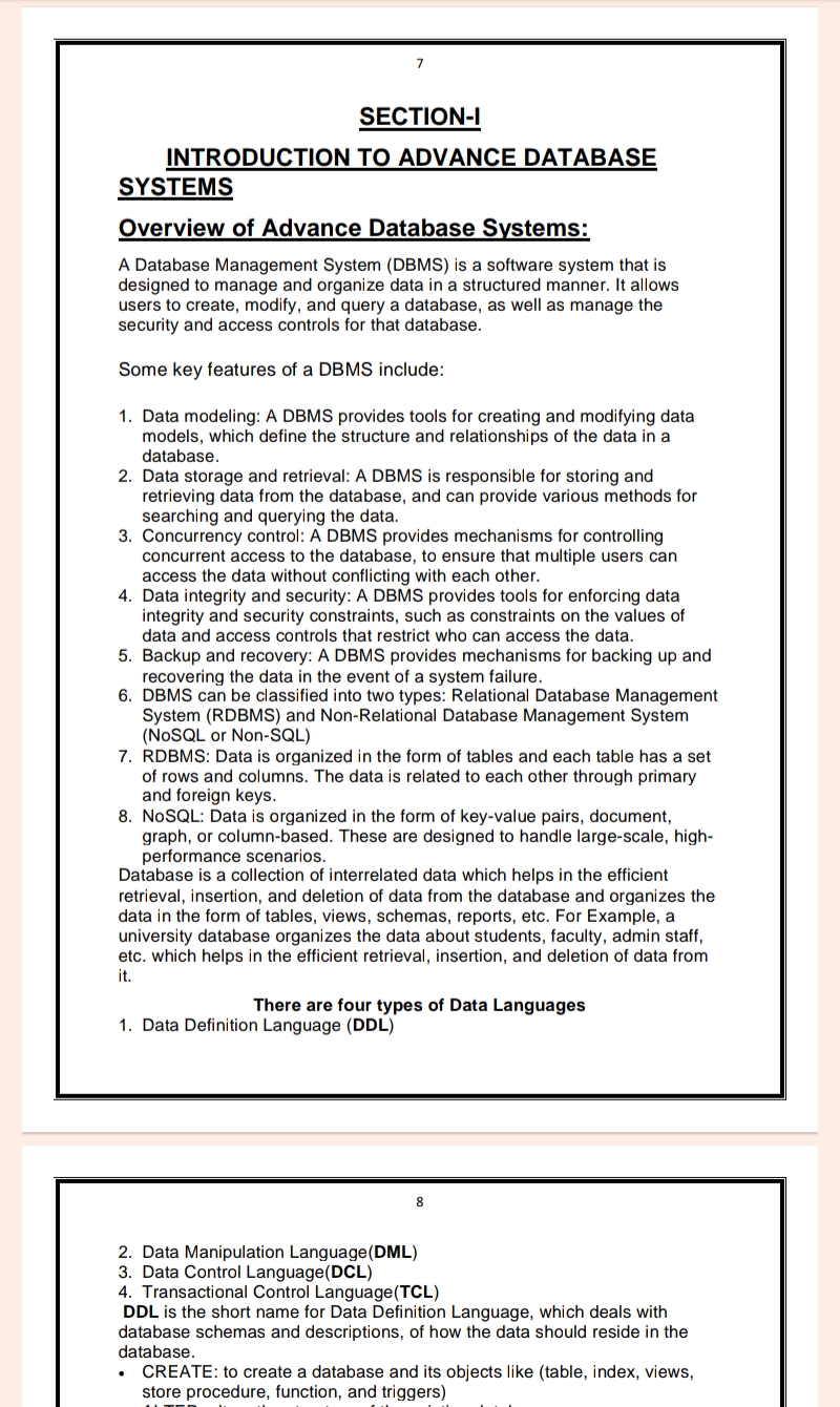 MCA 2nd Semester Advance Database System & Datawarehouse Notes in ...